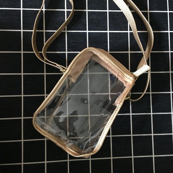 Bags | Chic Gold Nude Clear Pvc Purse With Matching Wallet | Poshmark